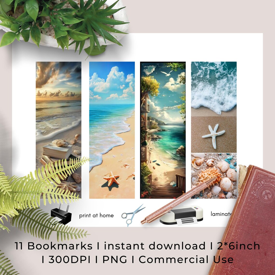 Beach Bookmarks, Summer Bookmarks, Tropical Summer Bookmarks, Printable ...