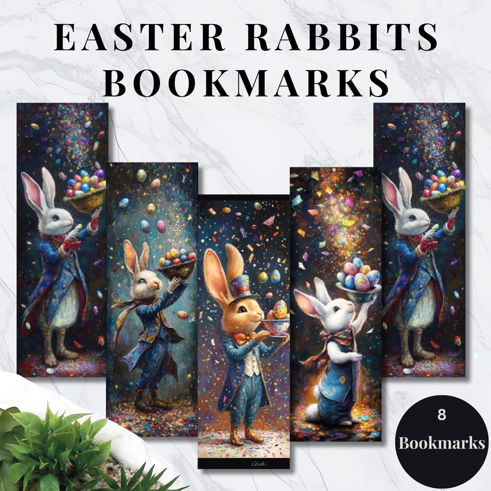 Easter Rabbits Bookmarks, Easter Bunnies Printable Bookmarks, Cute ...