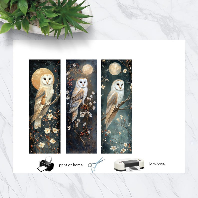Whimsical Owls Bookmarks, Night Owl Bookmarks, Printable Bookmark ...