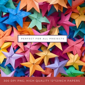 Rainbow Stars Digital Paper, 3D Rainbow Digital Paper, Bright Digital ...