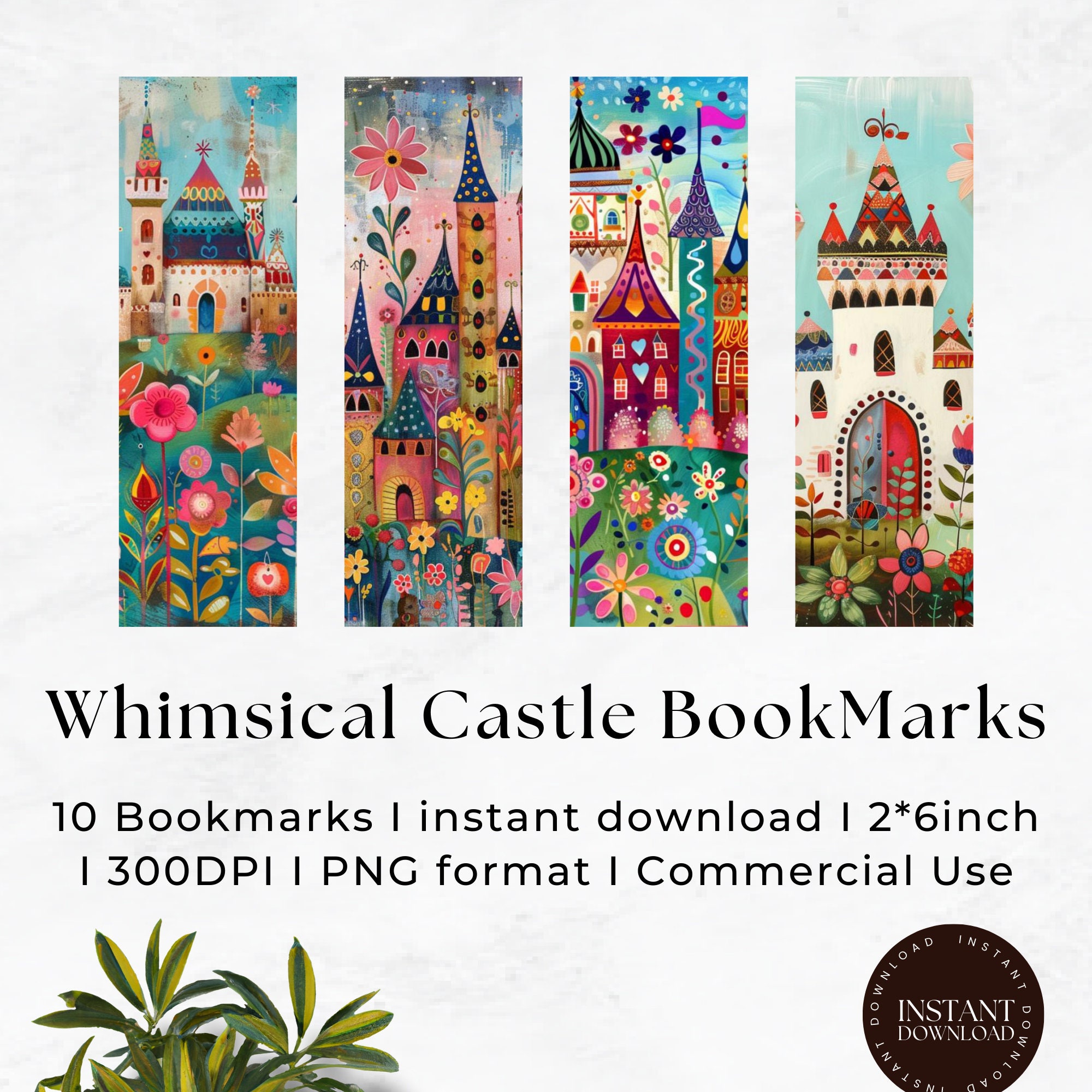 10 Whimsical Castle Bookmarks,printable Bookmark Sheets, Bookmark ...