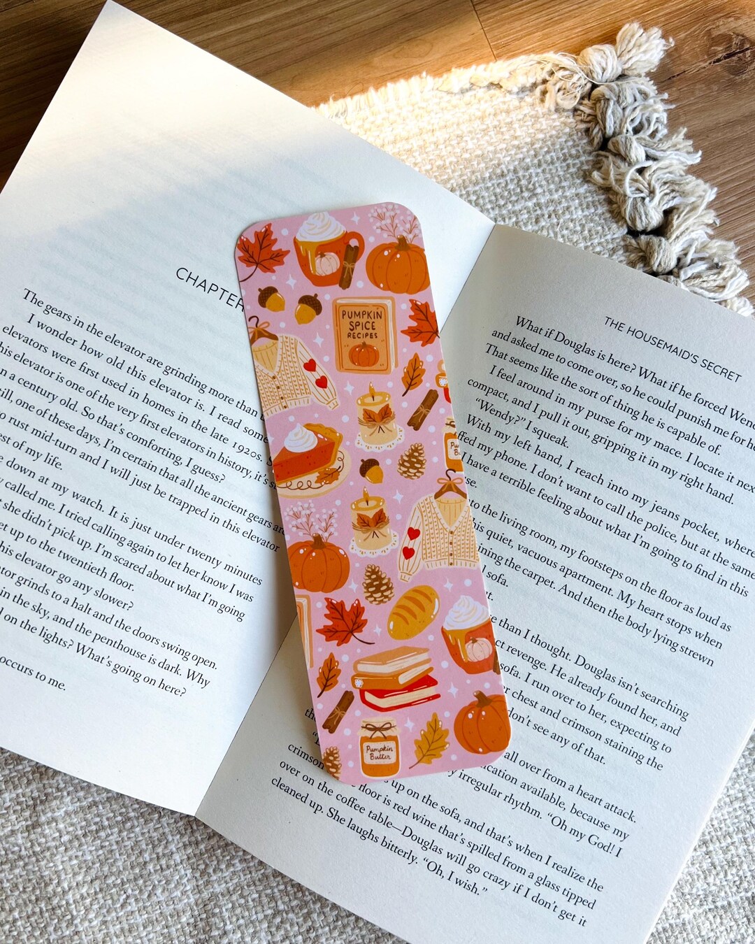 Fall Bookmark, Booklover, Autumn Bookmark, Cozy Cute Halloween Bookmark ...