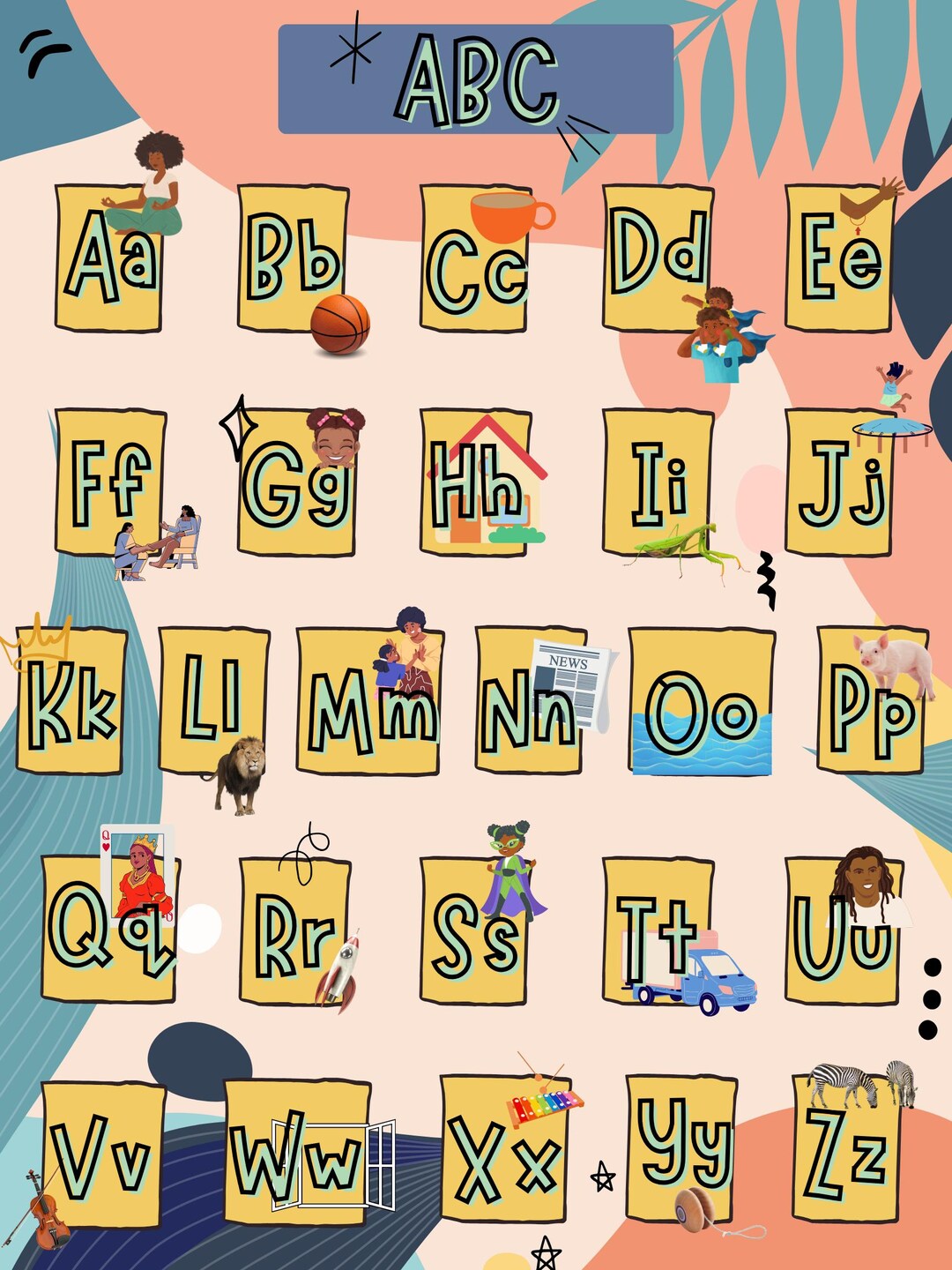 Learning Alphabet Poster, Preschool, Kindergarten, Inclusive ...