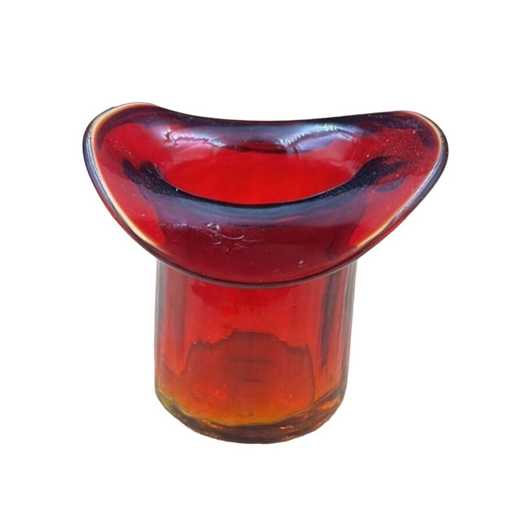 Vintage Cadmium Amberina Glass Top Hat Vase/toothpick Holder. - Etsy