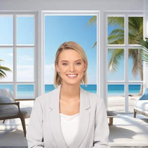 Zoom Virtual Background, Backdrop, Beach, Palms, Ocean, Living Room ...