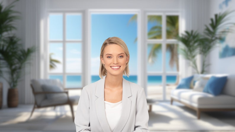 Zoom Virtual Background, Backdrop, Beach, Palms, Ocean, Living Room ...