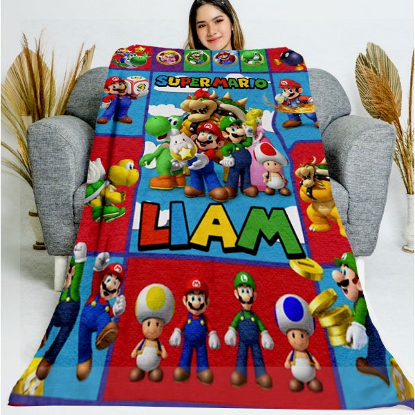 Super Mario Throw Blanket - Etsy