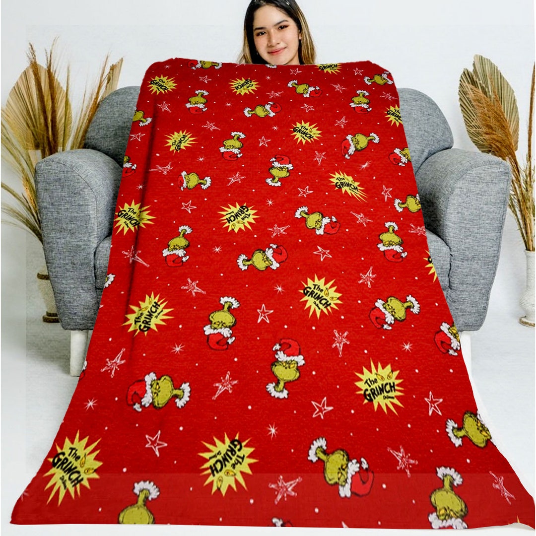 Red Grinch Head Toss With Stars Grinch Fabric How the Grinch - Etsy