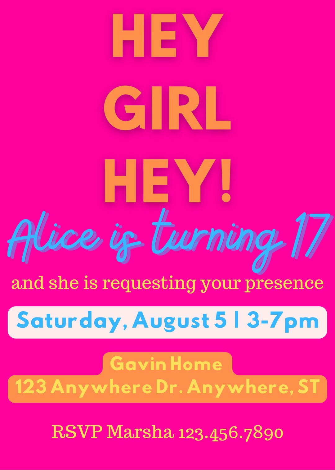 Hey Girl Hey! Digital Invitation | Birthday Girl Party Invitation | Hey ...