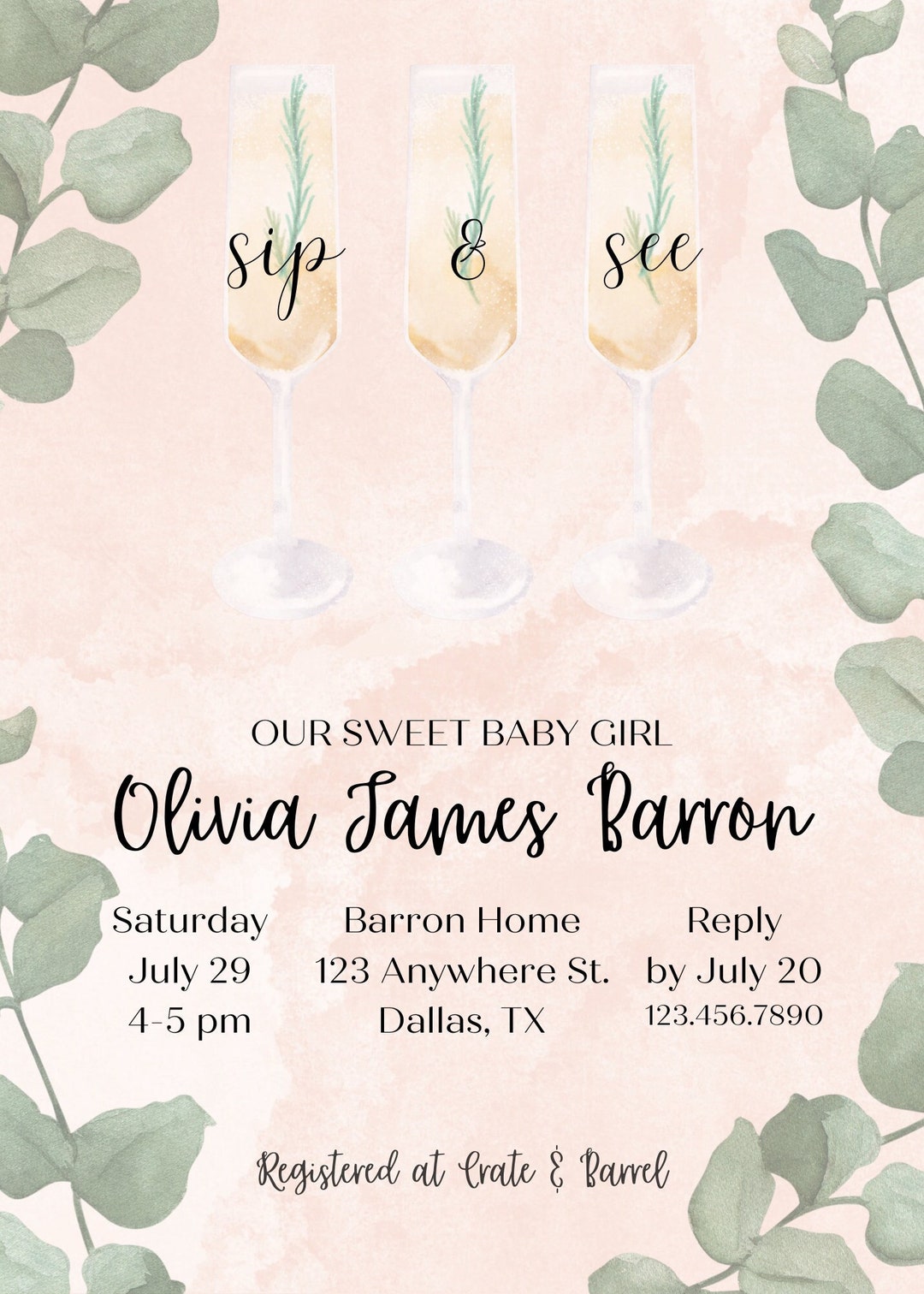 Sip and See Invitation | Sip and See Invitation | Sip and See the Baby ...