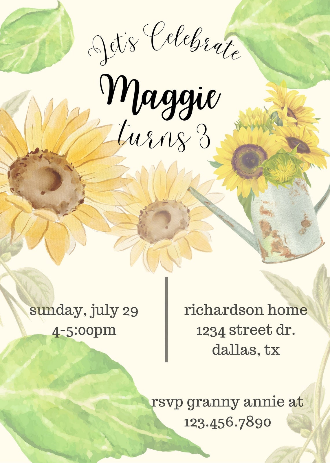 Sunflower Birthday Invitation | Sunflower Party | Sunflower Birthday ...