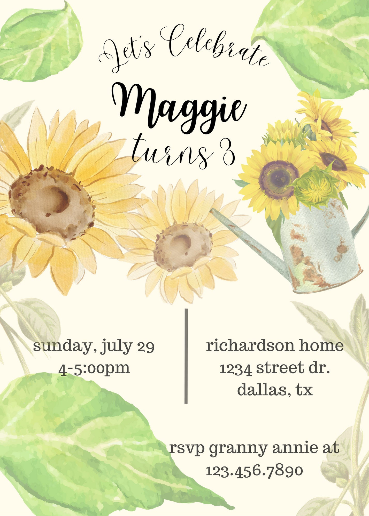 Sunflower Birthday Invitation | Sunflower Party | Sunflower Birthday ...