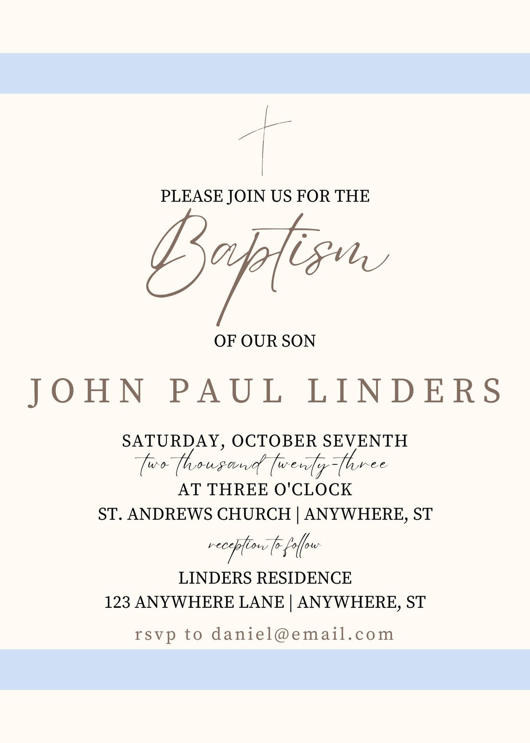 Baptism Invitation | Simple Baptism Design | Simple Baptism | Baby Blue ...