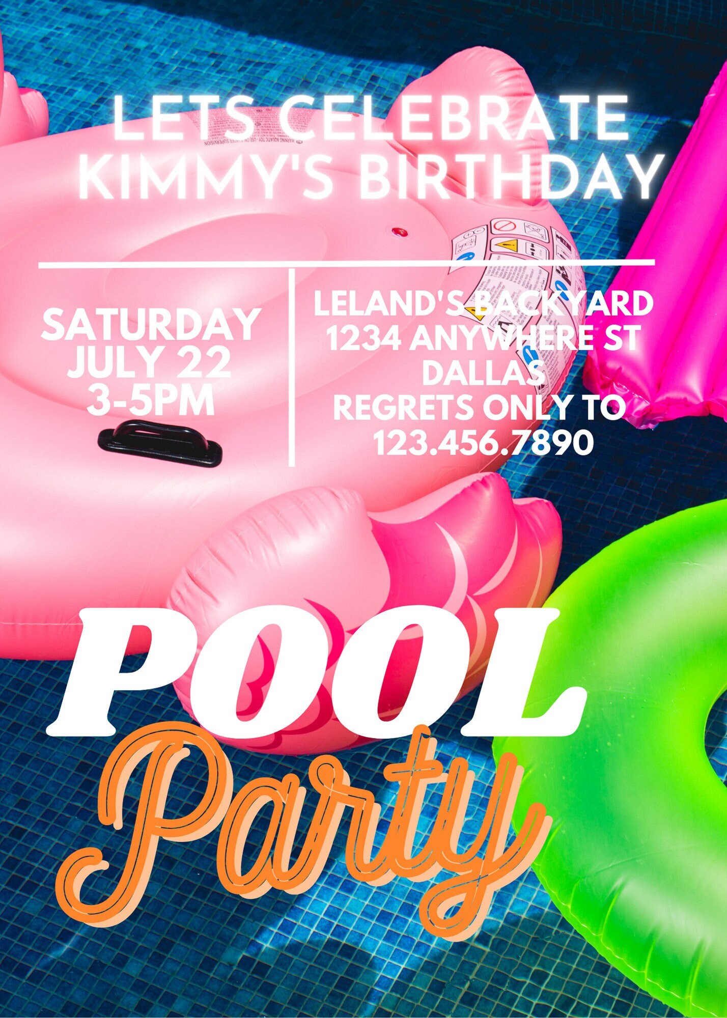 Pool Party Invitation | Summer Fun | Pool Party Digital Invitation ...
