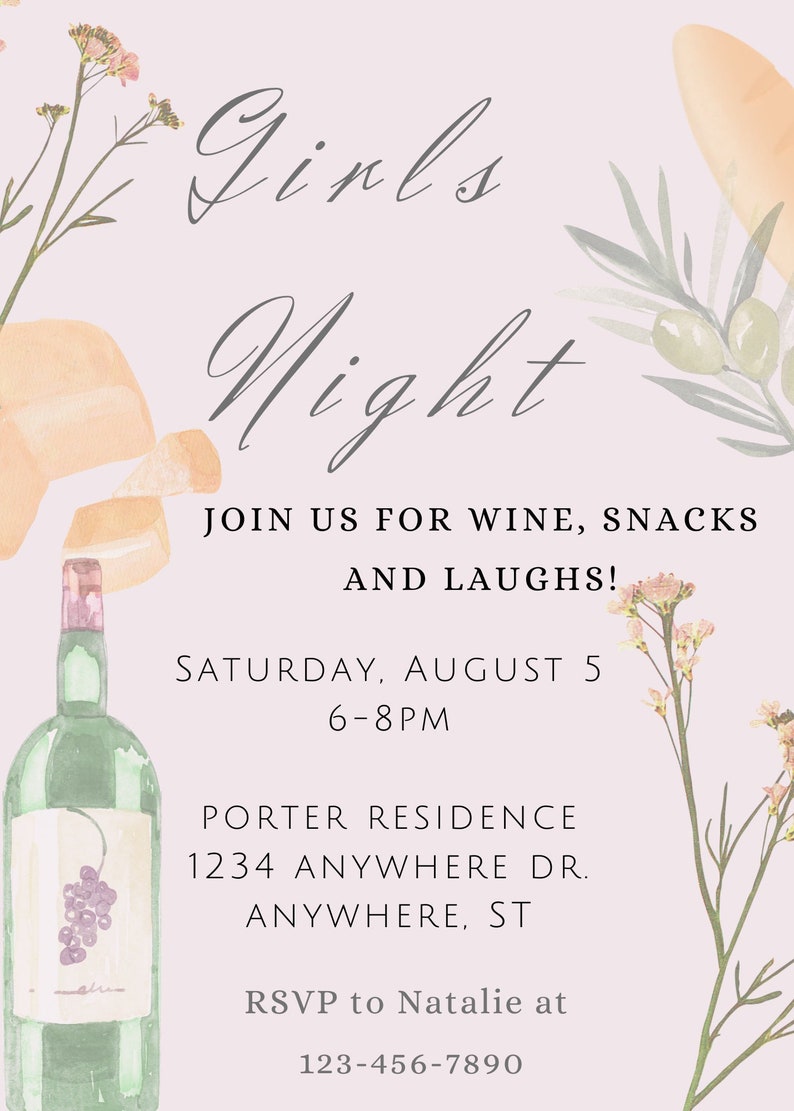 Girls Night Invitation | Charcuterie Board | Girls Night in Digital ...
