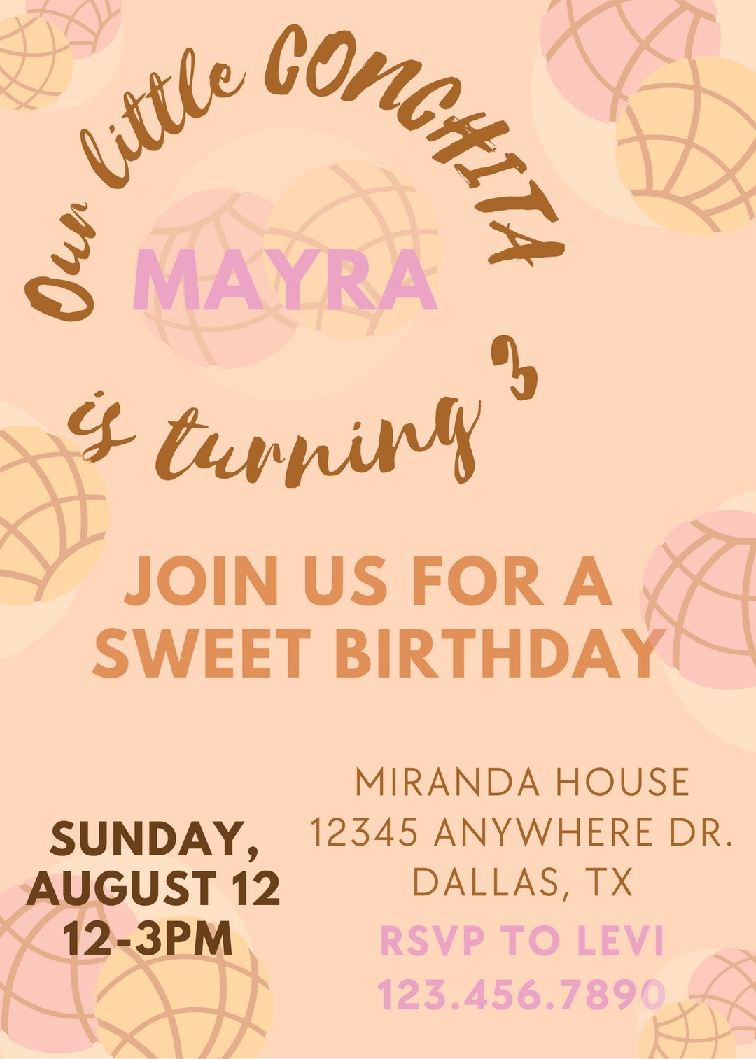 Conchita Invitation | Concha Party | Conchita Party Digital Invitation ...