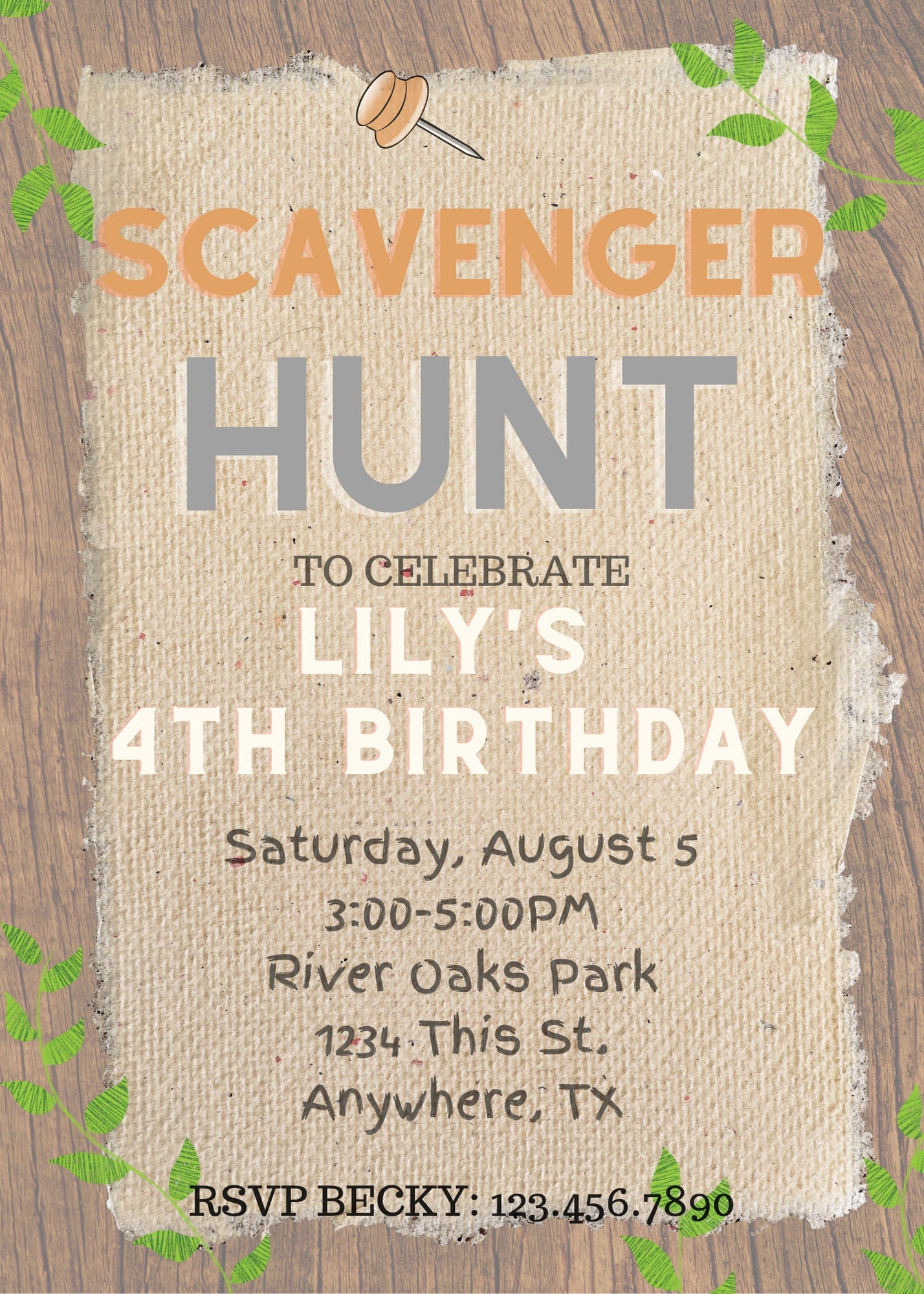 Scavenger Hunt Birthday Invitation | Scavenger Hunt | Scavenger Hunt ...