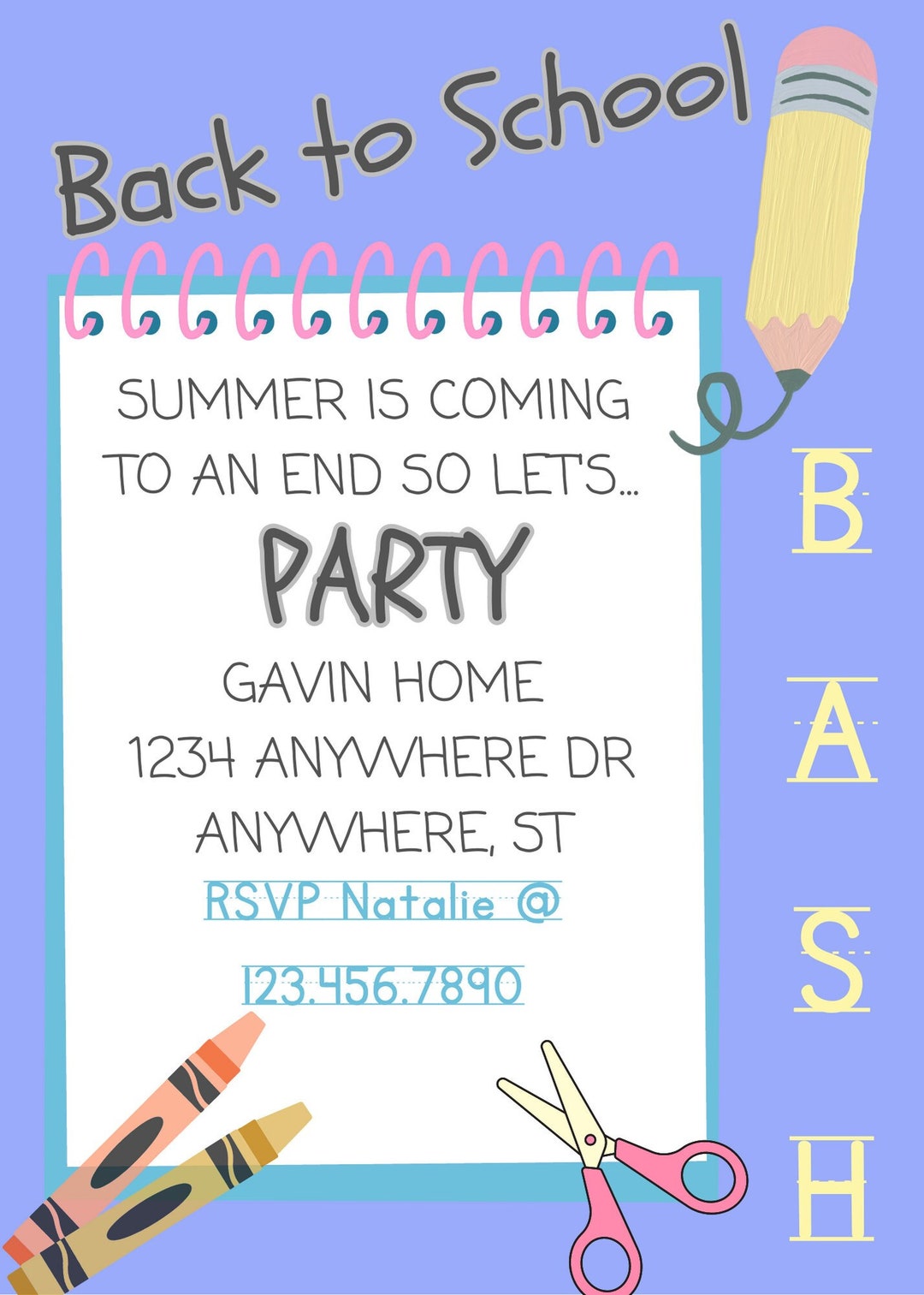 Back to School Invitation | Back to School Bash| Back to School Digital ...