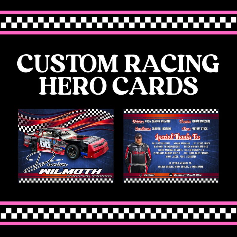 Custom Racing Hero Cards: 2-sided 4x6 Design & Physical Print - Etsy