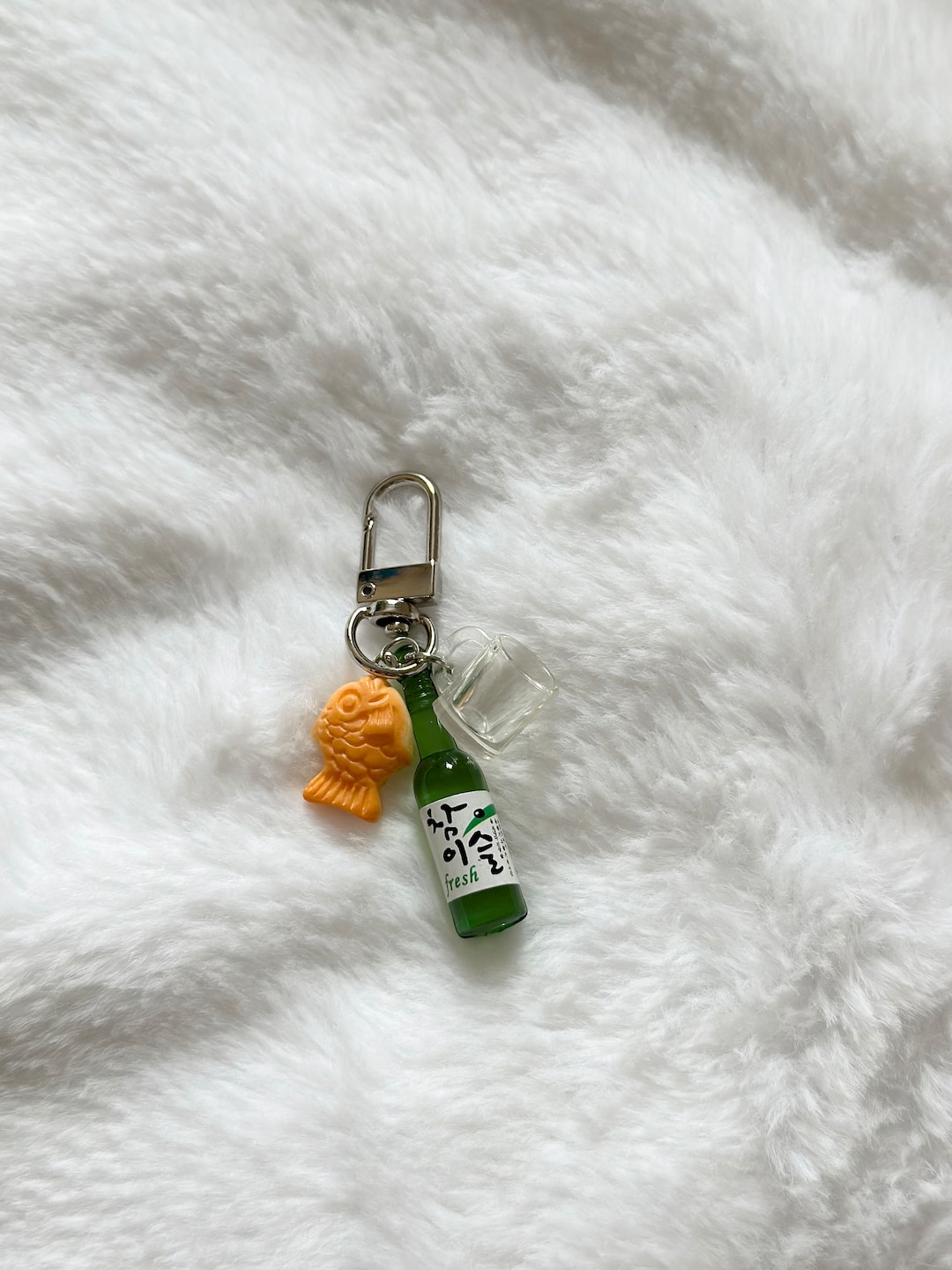 Soju, Taiyaki, & Glass Keychain, Gifts for Her/him, Drink Keychain ...