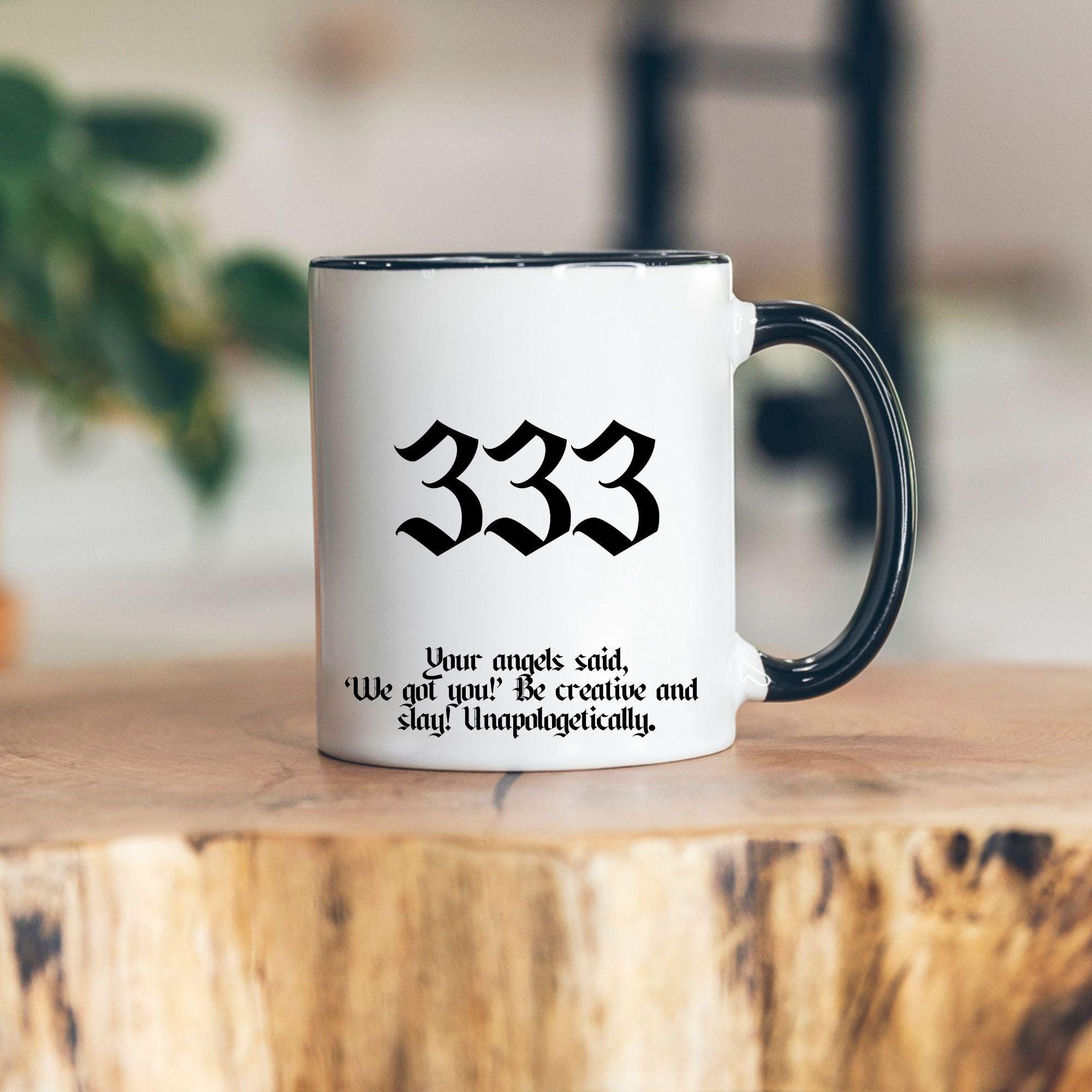 Angel Numbers Mug, Black Accent Coffee Mug, 11oz or 15oz, Angel Number ...