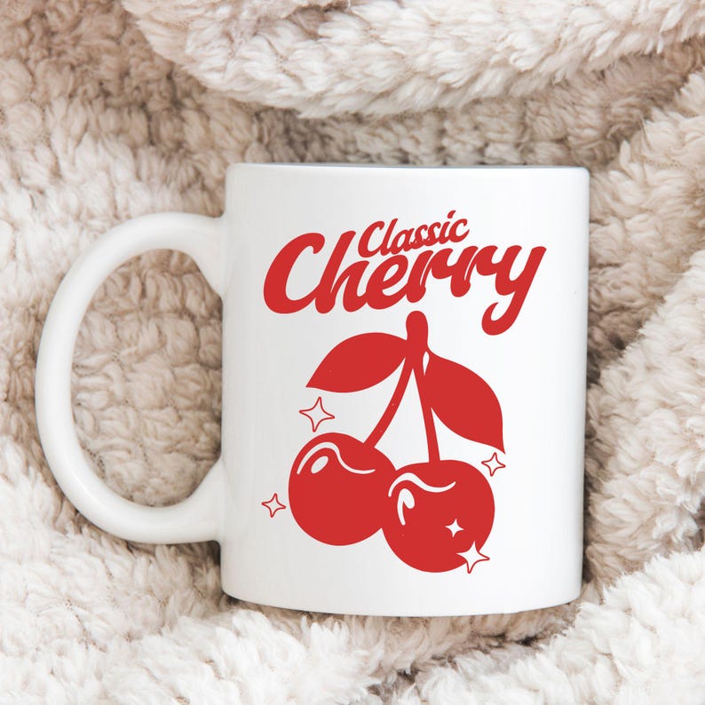 Retro Classic Cherry Coffee Mug, Ceramic 11oz or 15oz, Cherry Mug ...