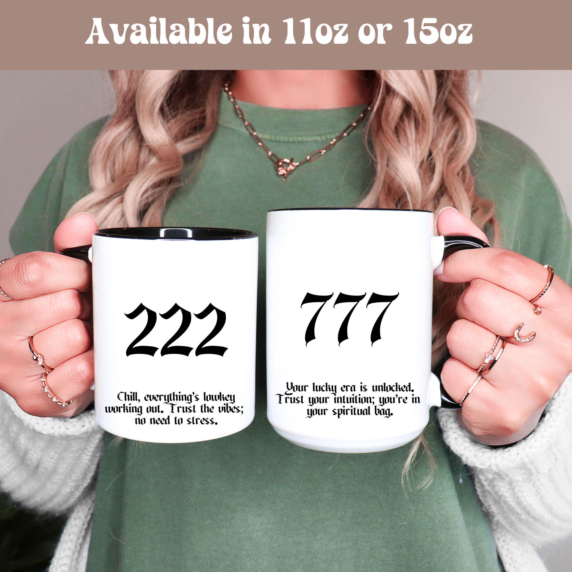 Angel Numbers Mug, Black Accent Coffee Mug, 11oz or 15oz, Angel Number ...