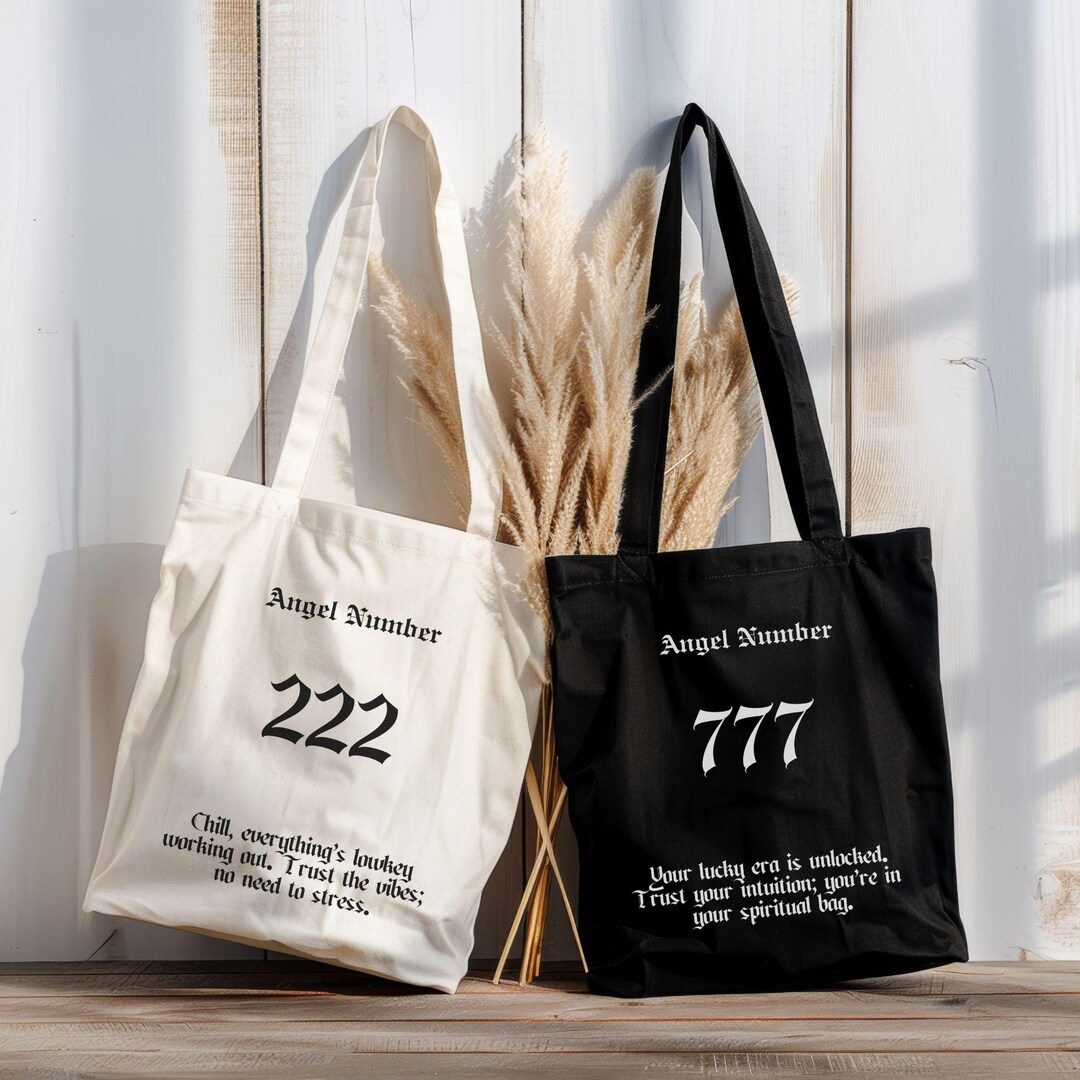 Angel Number Tote Bag 444 777 555, 888 111 Design, Spiritual Tote Bag ...