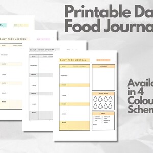 Printable Daily Food Log- Track Your Meals, Water, Exercise, and Mood ...