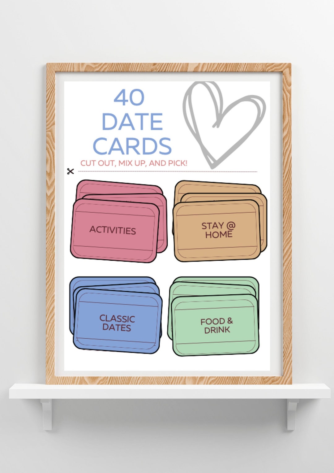 Printable Date Night Idea Cards- 40 Fun and Romantic Date Ideas for ...