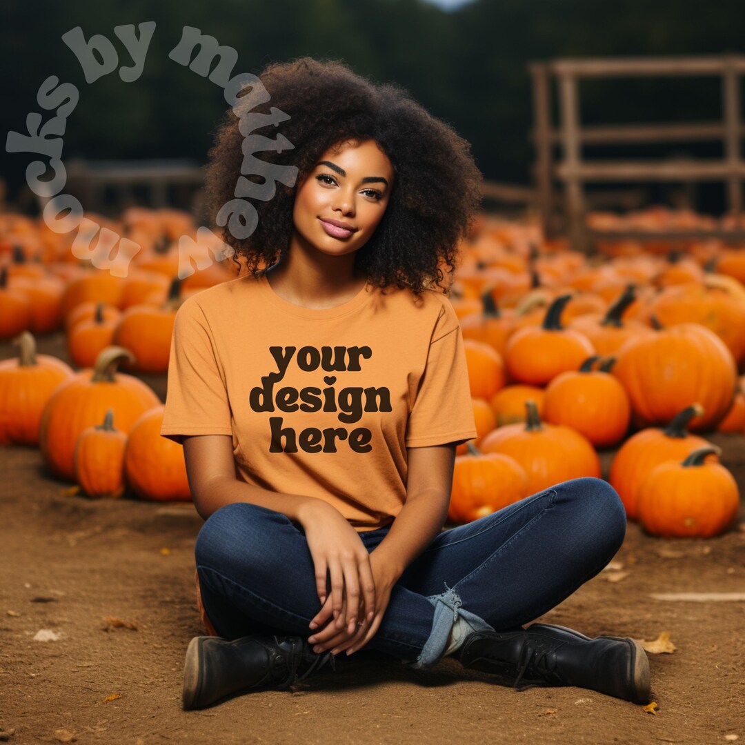 BC3001 Mockup, Orange T-shirt Mockup, Autumn Mockup, Bella Canvas ...