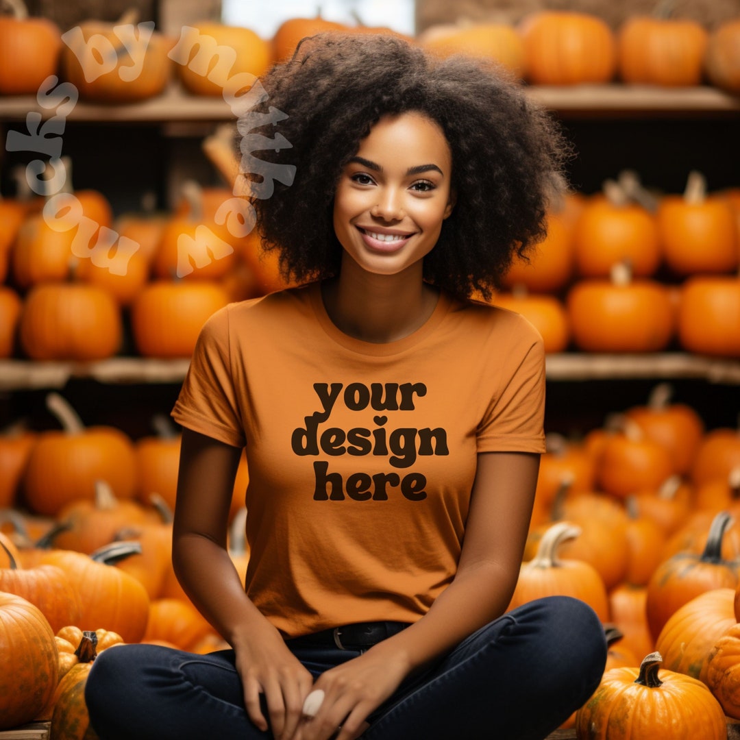 BC3001 Mockup, Orange T-shirt Mockup, Autumn Mockup, Bella Canvas ...