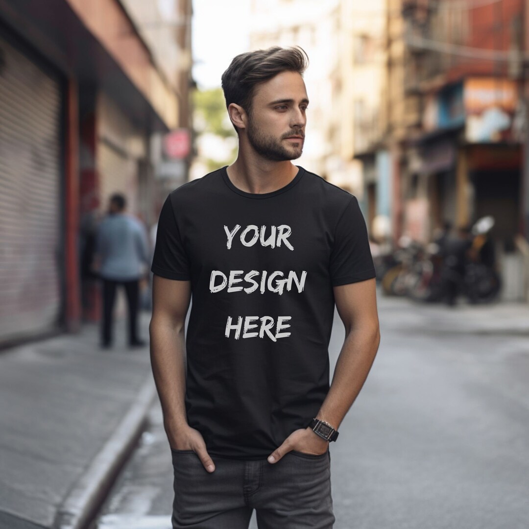 Bella Canvas 3001 Mockup Male Model BC3001 Black Mockup - Etsy