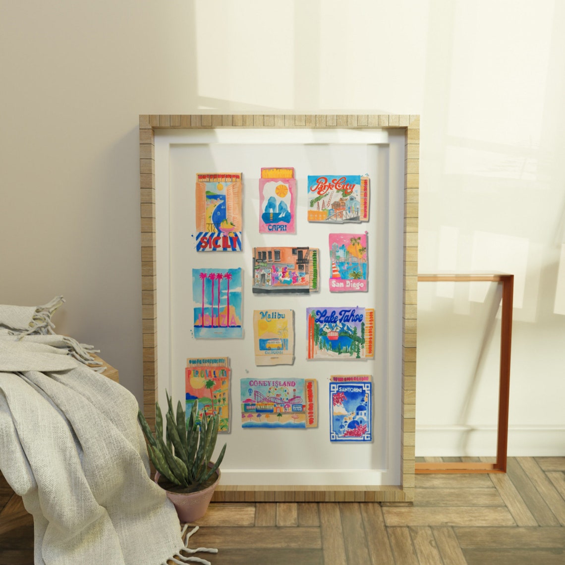 Watercolor Vintage Travel Matchbox Prints Set of 3 - Etsy