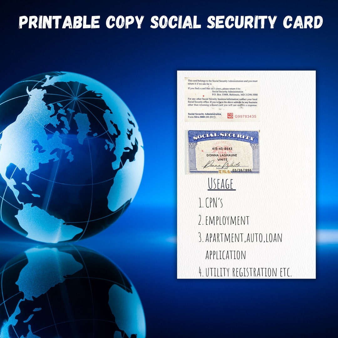 Front and Back Printable Copy Social Security Card - Etsy