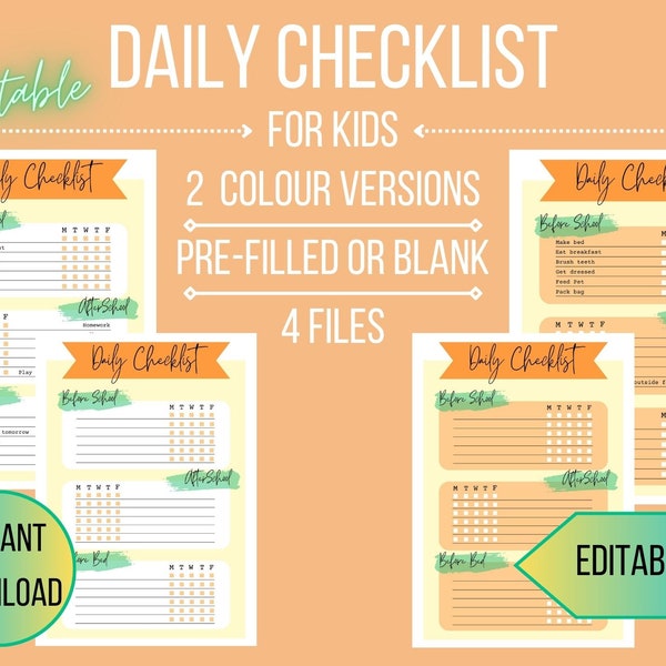 Organizational Checklist for Teens - Etsy