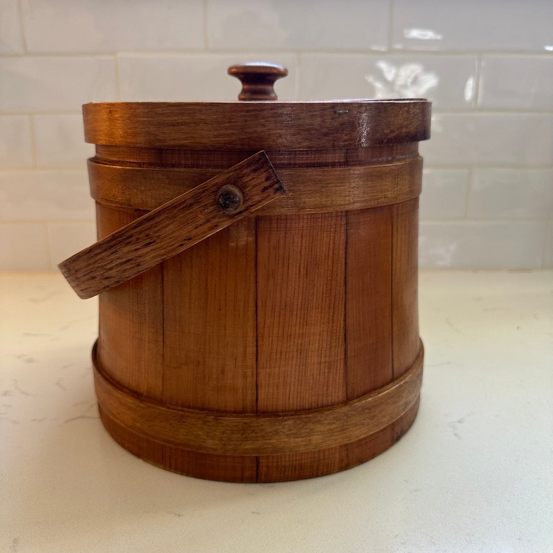 Vintage 1950s MCM Style Jerywil Classic Wooden Ice Bucket Beautiful ...