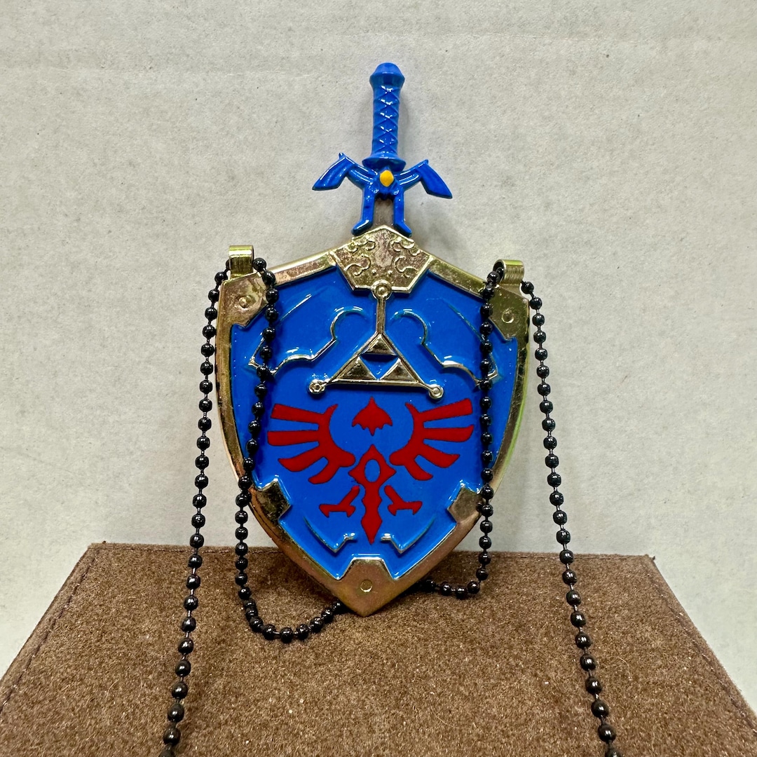 Hylian Shield Stainless Steel Necklace Blue Legend of Zelda Game Letter ...