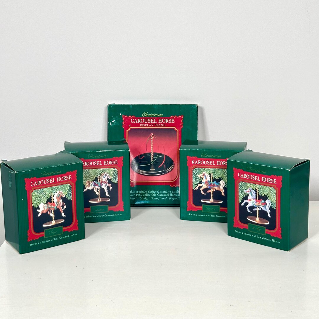 Vintage 1989 Hallmark Christmas Carousel Horse Ornaments Set of 4 W ...