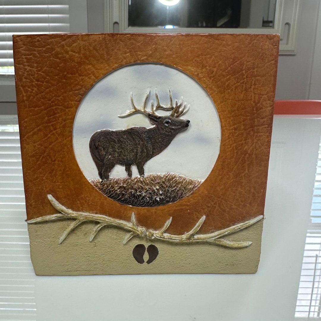 Rare Vintage Bacova Guild Elk Tissue Box Cover Ceramic 3D Moose Antler ...