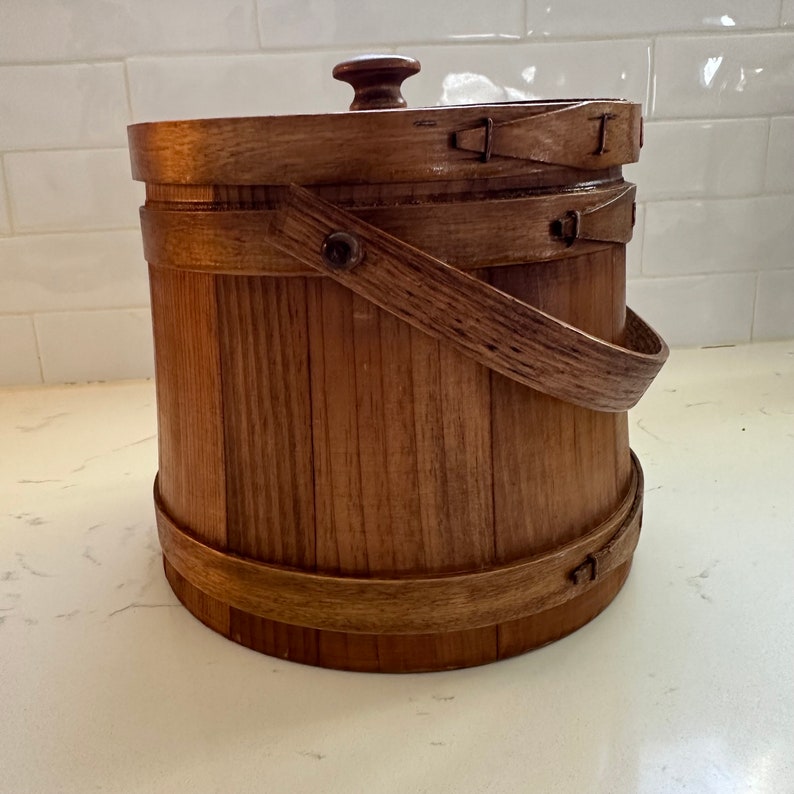 Vintage 1950s MCM Style Jerywil Classic Wooden Ice Bucket Beautiful ...