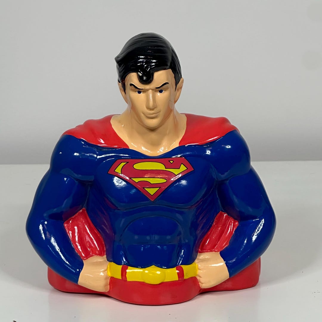 Ceramic 7 DC COMICS Superman BUST Coin Bank Man of Steel Hero No ...