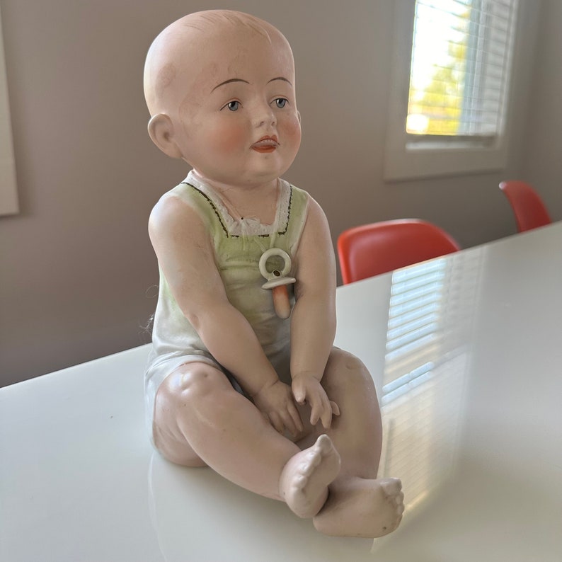 GEBRUDER HEUBACH German Bisque Porcelain Piano Baby Boy Figurine 8 ...