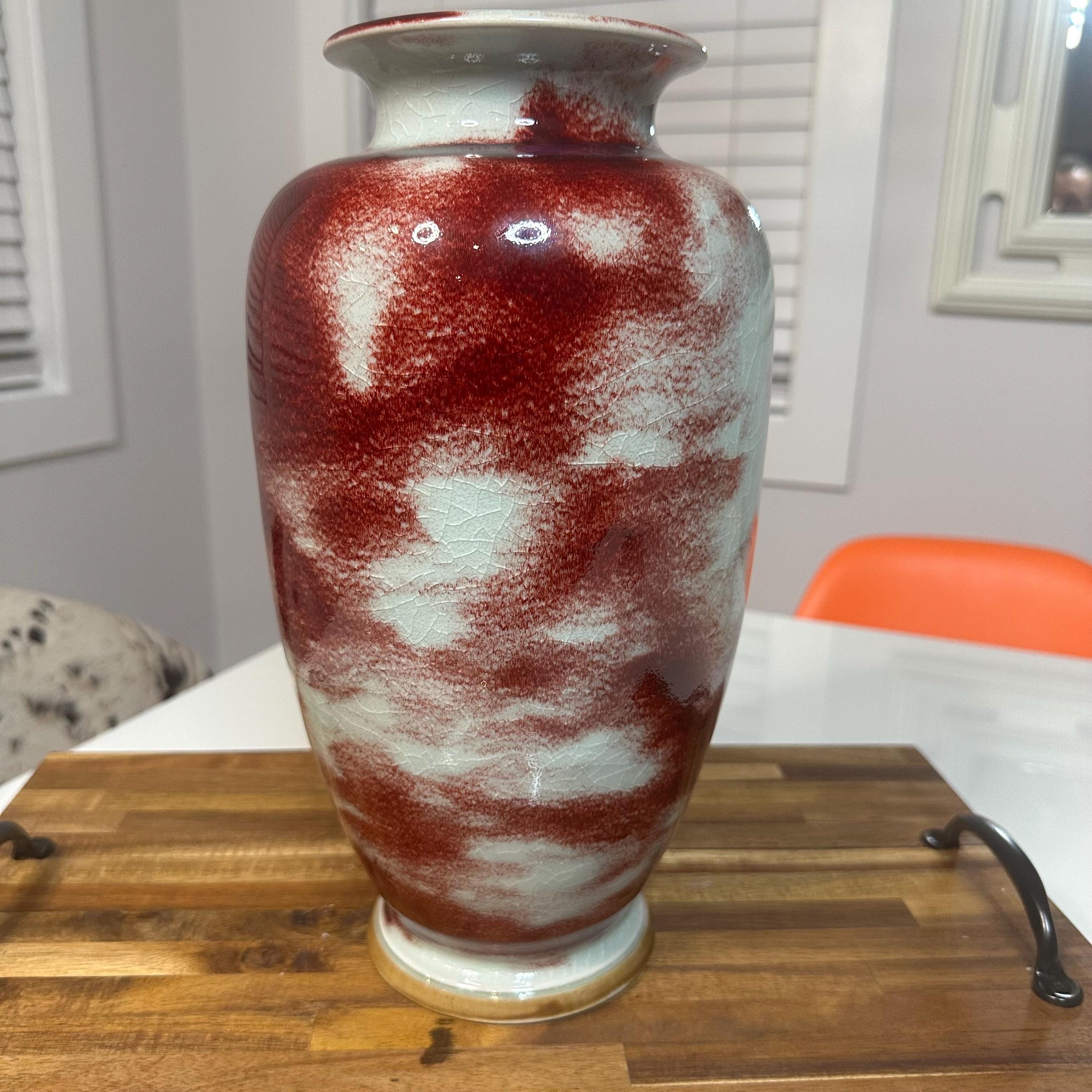 Vintage Chinese Jun Ware Fambe Glaze Yaobian Large Vase, Marked, 12.5 ...