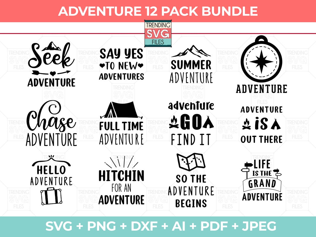 Adventure SVG Bundle, Commercial Use Adventure Png, Cricut Cut Files ...