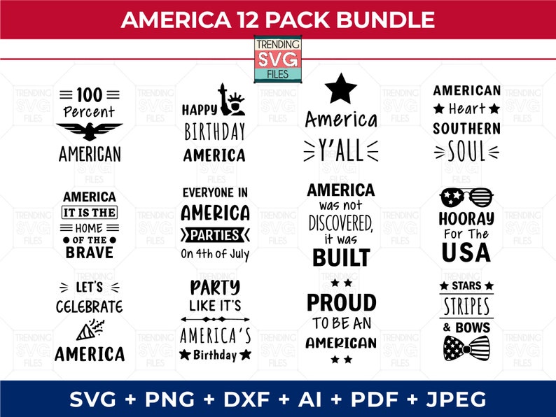 4th July Svg Bundle, USA Flag Png, Independence Day T-shirt Design ...