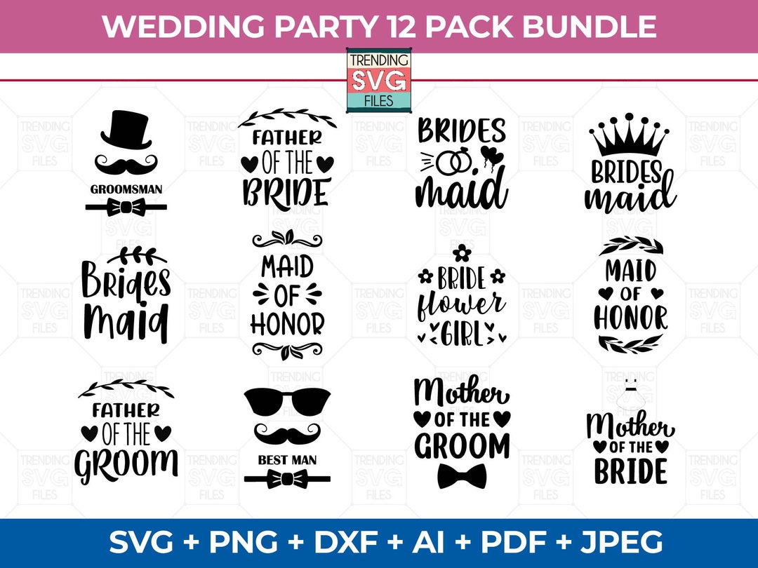 Bride & Groom Svg, Wedding Bundle Svg Files for Cricut, Commercial Use ...