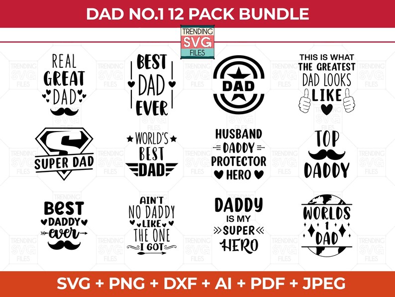 Best Dad Svg Bundle, Commercial Use Father's Day Shirt Design, Dad Png ...