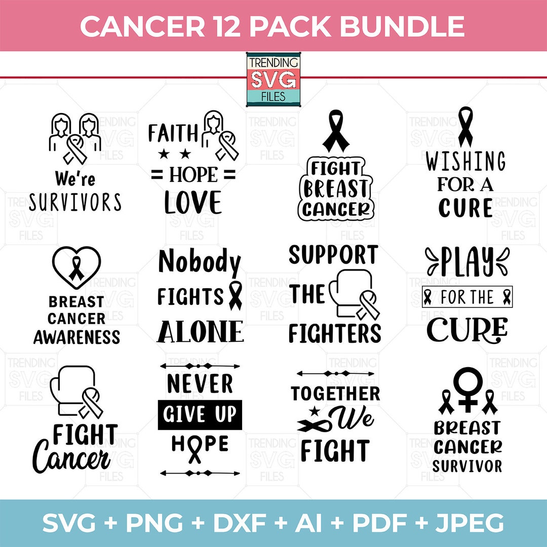 Cancer Svg Bundle, Commercial Use Fight Cancer Svg, Cancer Survivor ...
