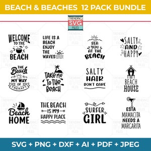 Beach Svg Bundle, Commercial Use Vacation Png, Beach Quotes Clipart ...